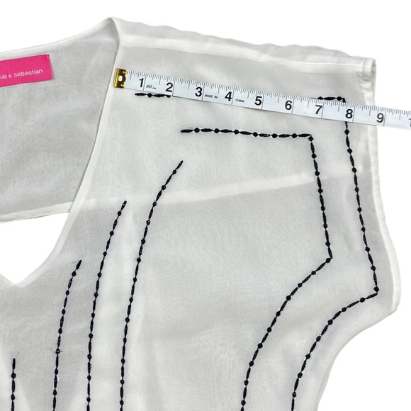 Pookie & Sebastian | Tops | Pookie Sebastian Embroidered Semi Sheer ...